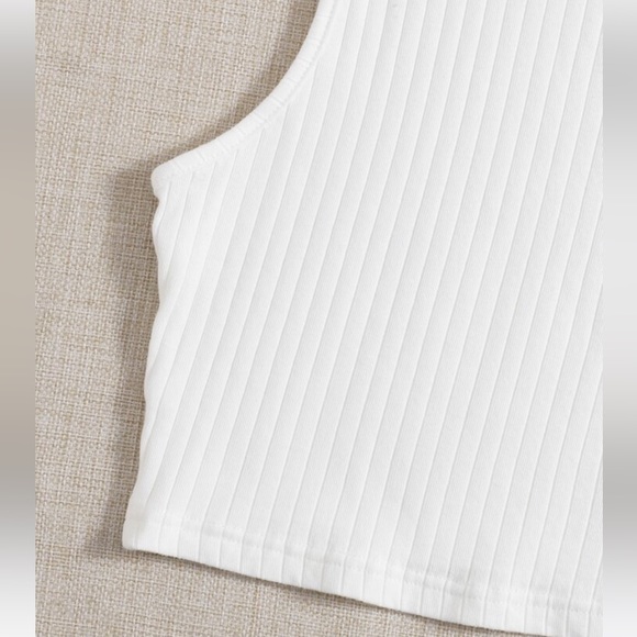 Tops | 415 Solid Ribbed Knit Top In White | Poshmark